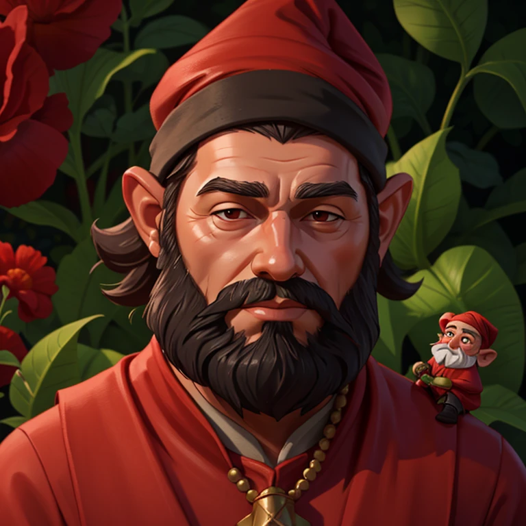 Stable Diffusion Prompt: Portrait of a garden gnome dressed in red with ...