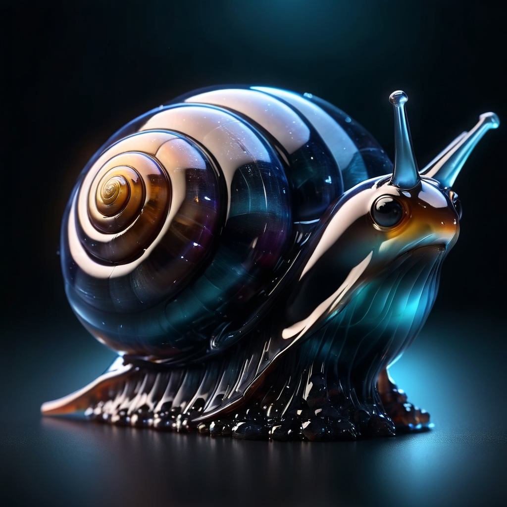 Stable Diffusion Prompt: A close up of a snail with a shiny shell on a ...
